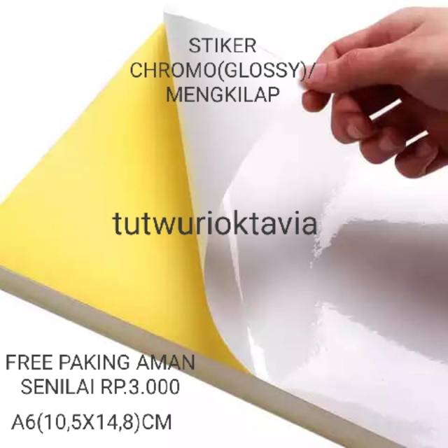 Jual Kertas stiker glossy/chromo isi 100 lembar ukuran A6 (10,5 x 14,8 ...