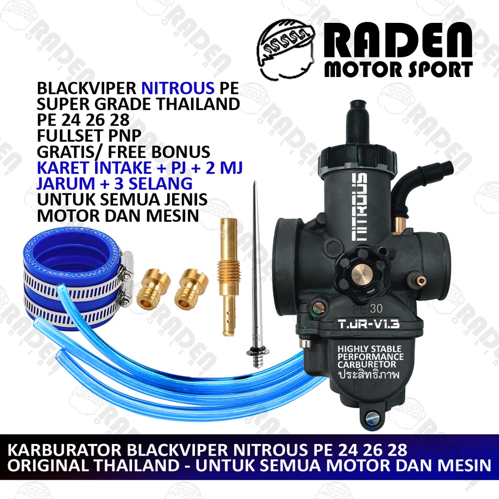 Jual (BISA COD) PAKET KARBURATOR BLACKVIPER NITROUS QUICK PE 24 26 28 30 FULSET LENGKAP BIT ...