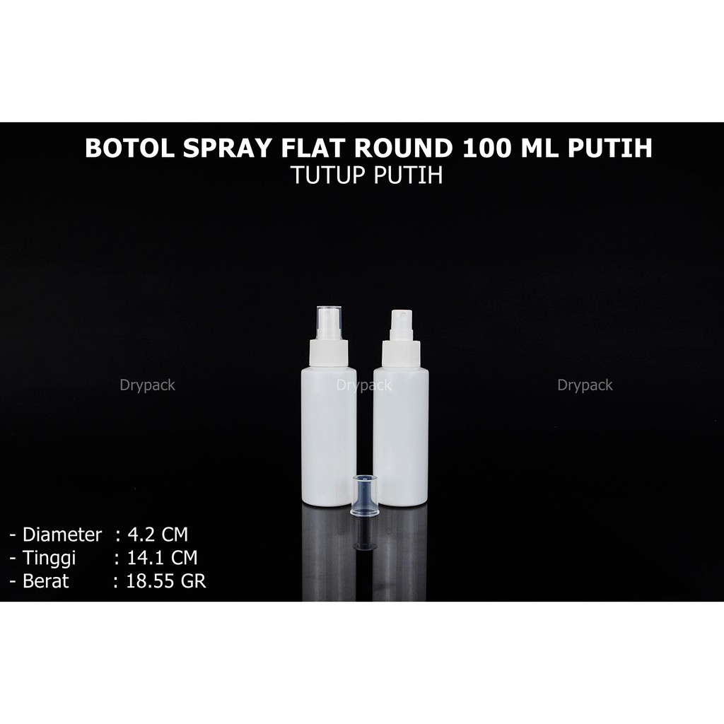 Jual Botol spray 100 ml Flat Putih tutup Putih | Shopee Indonesia