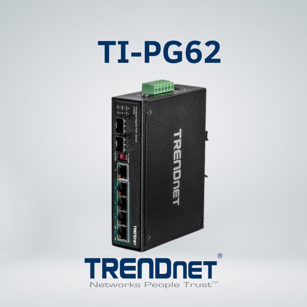 Jual TRENDnet TI-PG62 6-Port Hardened Industrial Gigabit PoE+ DIN-Rail ...