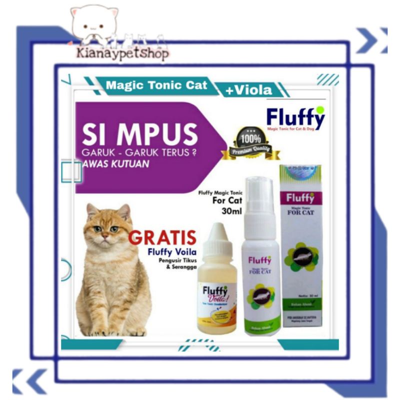 Jual Fluffy Magic Tonic Cat, Pembasmi Kutu Kucing, Jamur kucing ...