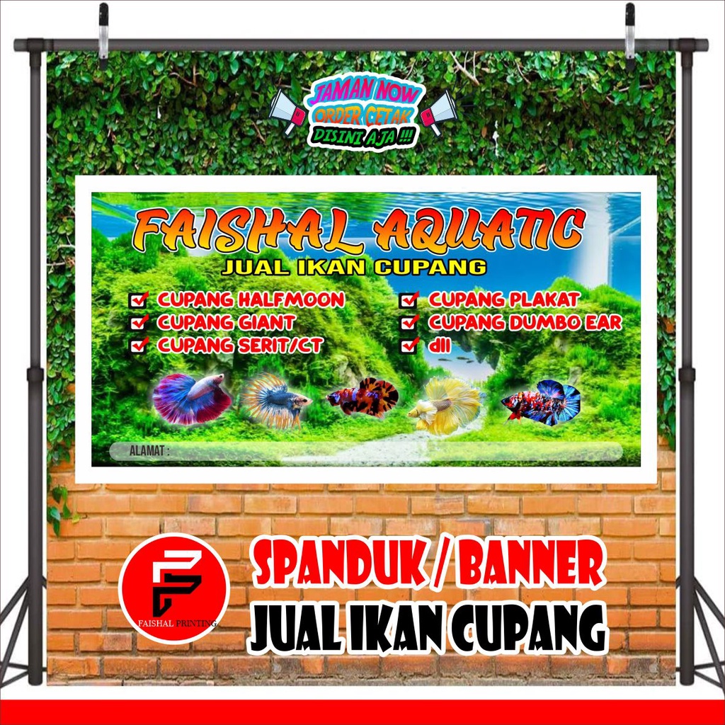 Jual spanduk/banner toko ikan hias / ikan cupang ukuran 2 x 1 meter ...