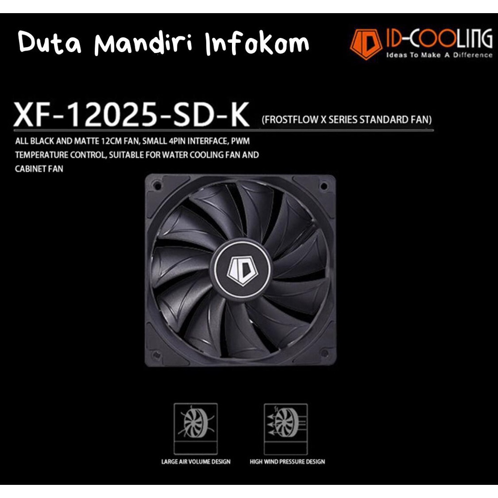 Jual ID Cooling XF-12025 SD-K Black - 120mm Cooling Fan PWM Gaming Fan ...