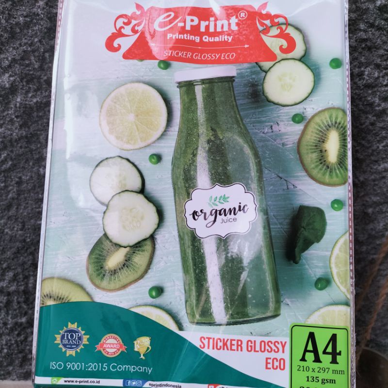 Jual Kertas Sticker Glossy ECO E-Print A4 135gsm | Shopee Indonesia