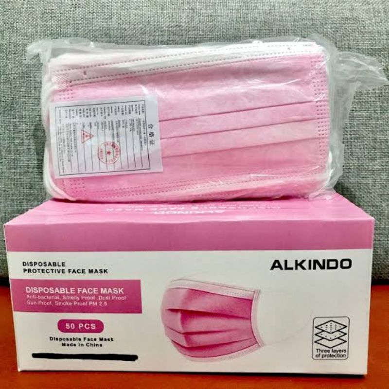 Jual MASKER MEDIS BEDAH KARET EARLOOP ALKINDO 3 PLY 1 BOX ISI 50 PCS ...