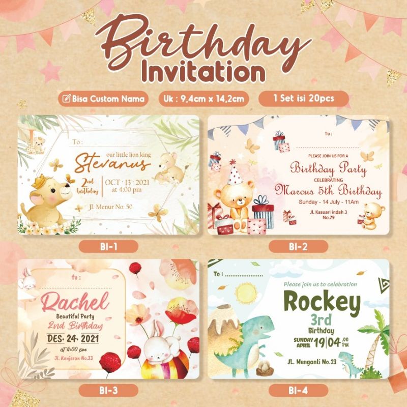 Jual Kartu undangan card invitation ulang tahun birthday anak | Shopee ...