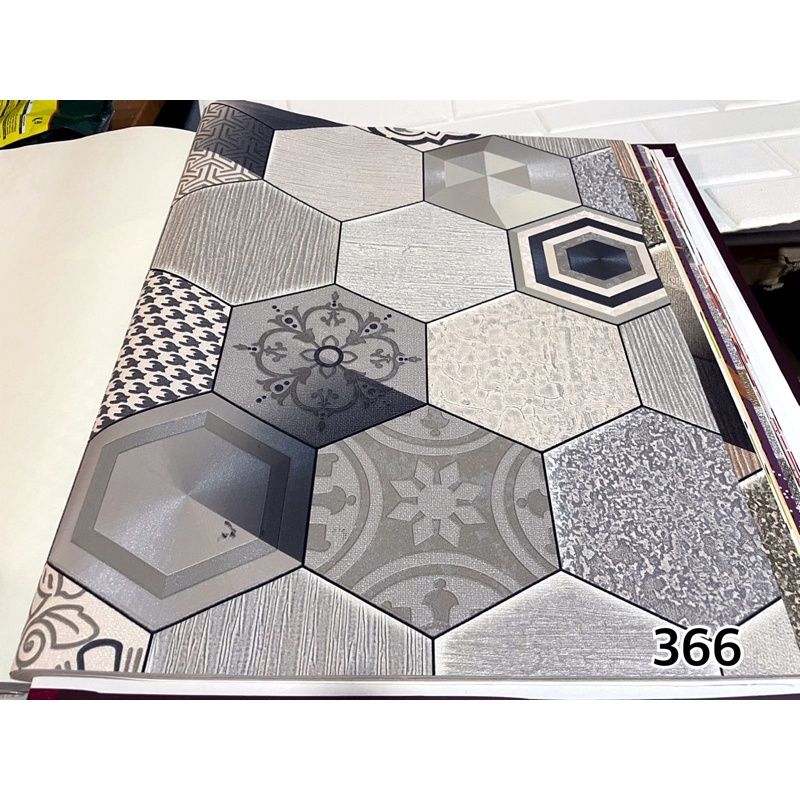 Jual Wallpaper Dinding Motif Mozaik Kayu Kombinasi Coklat Abu Cream
