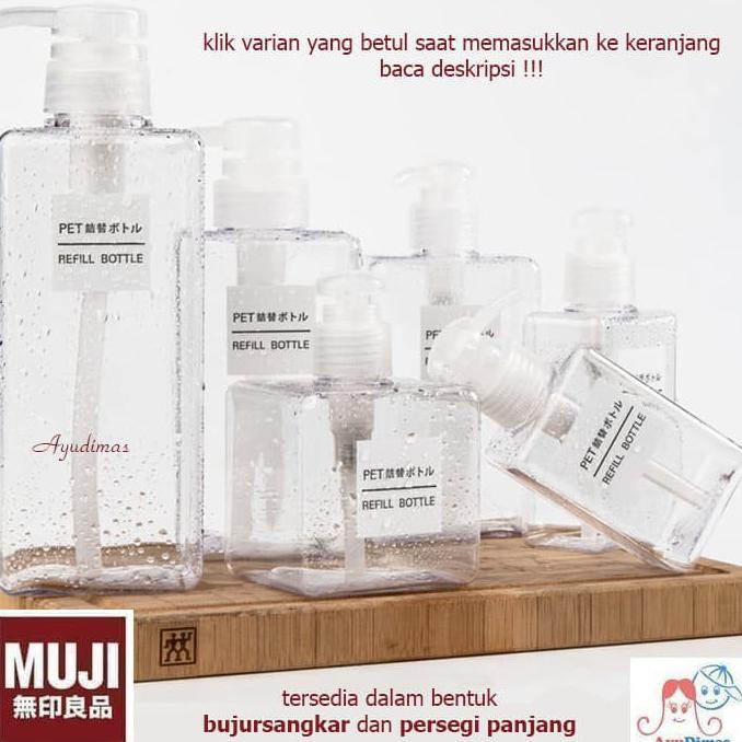 Jual ORIGINAL MUJI CLEAR PET RECTANGULAR REFILL PUMP BOTTLE - BOTOL ...
