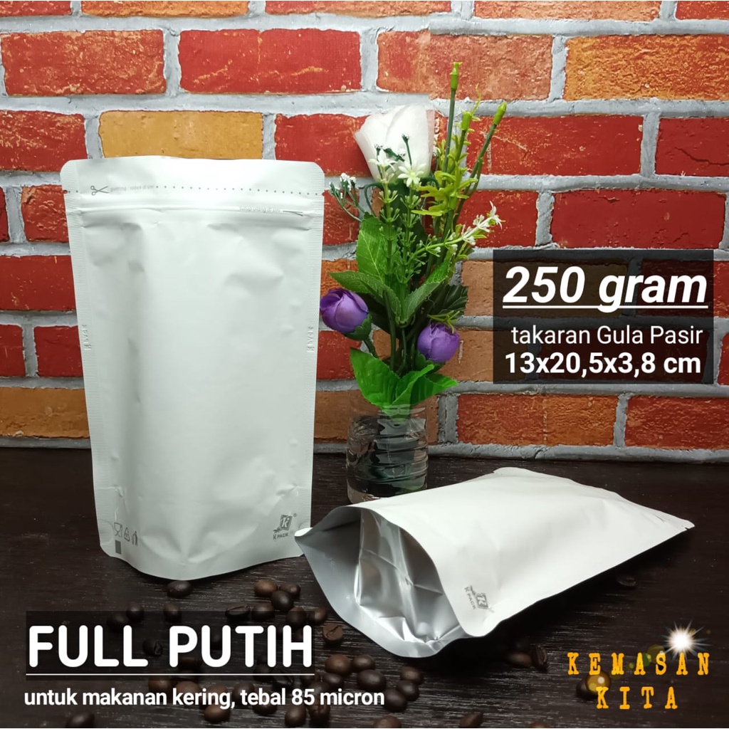 Jual STANDING POUCH 250 GRAM FULL ALUMUNIUM PLASTIK KLIP KEMASAN ...