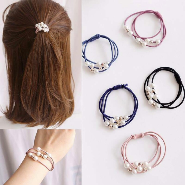 Jual IKAT RAMBUT MUTIARA KOREA KARET WARNA WARNI CUTE ALA KOREA ...