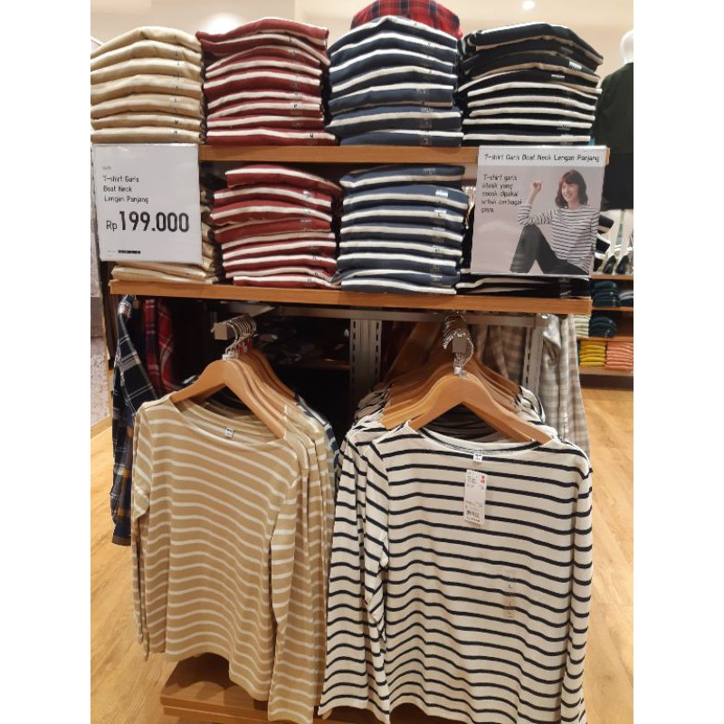 Jual Kaos Uniqlo lengan panjang garis garis | Shopee Indonesia