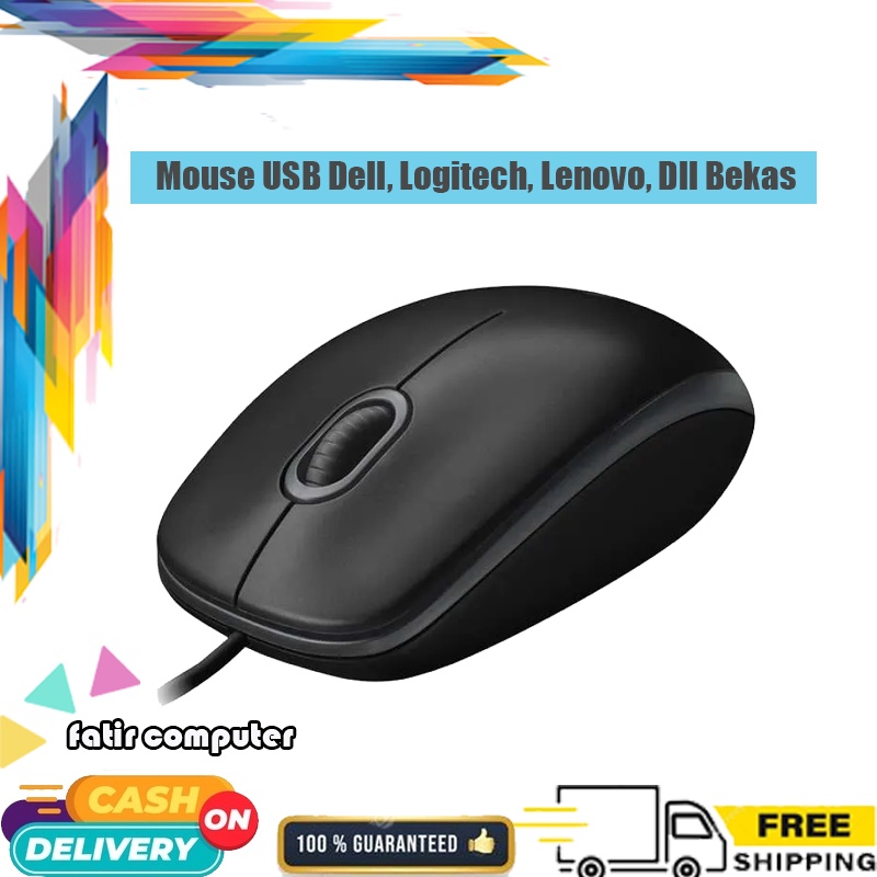 Jual Mouse Kabel USB Built Up Dell/Lenovo/Logitech/HP Mix Brand ...