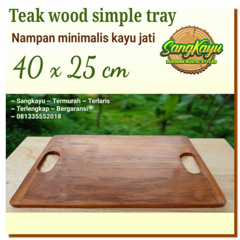 Jual Nampan kayu jati 40 x 25 cm Teak wood wooden tray simple elegant ...