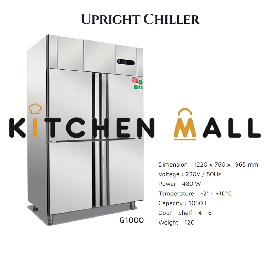 Jual CROWN G1000 STAINLESS STELL UPRIGHT CHILLER 4 DOORS GARANSI 1 ...