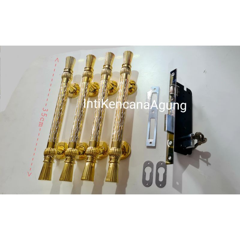 Jual pull handle pintu GPAL FISH sisik naga gold + 1set body kunci ...