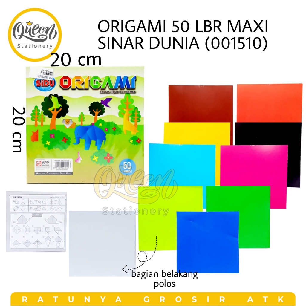 Jual 1 PAK (50 LEMBAR) ORIGAMI 50 LBR MAXI SINAR DUNIA /KERTAS LIPAT ...