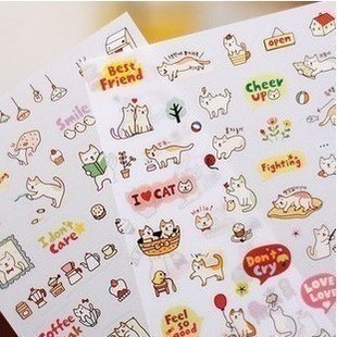 Jual [LBS] 6 Sheets Sticker Kucing Korea Lucu / Korean Cute Cat Sticker ...