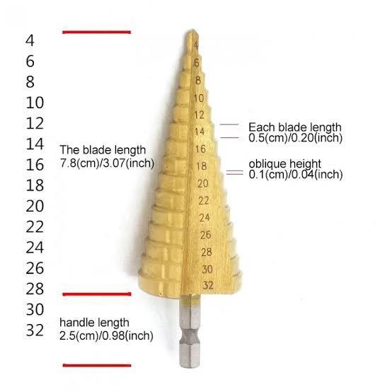 Jual Mata Bor Multi Step Pagoda 4-32 mm| Step Drill Bits Size Ukuran 4 ... Jual Mata Bor Multi Step Pagoda 4-32 mm| Step Drill Bits Size Ukuran 4 ...
