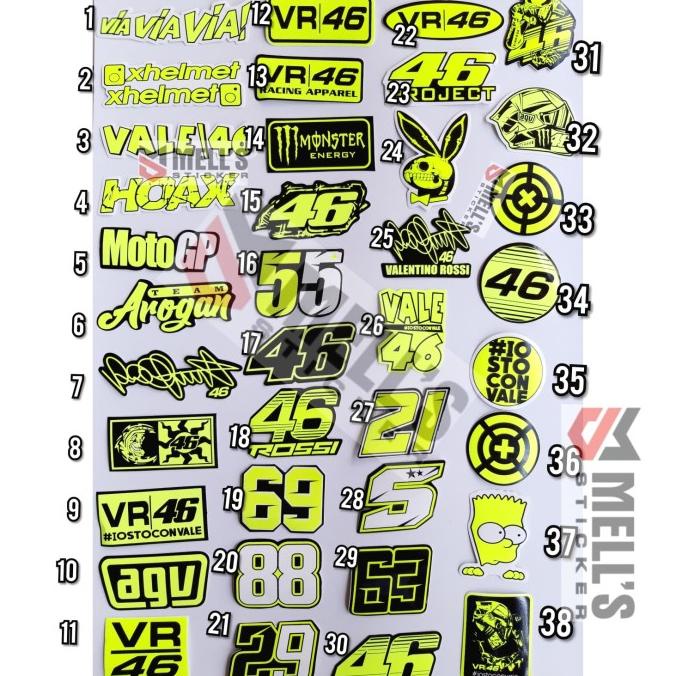 Jual stiker sticker motor mobil helm kaca STABILO rossy motogp vr46 v3 ...