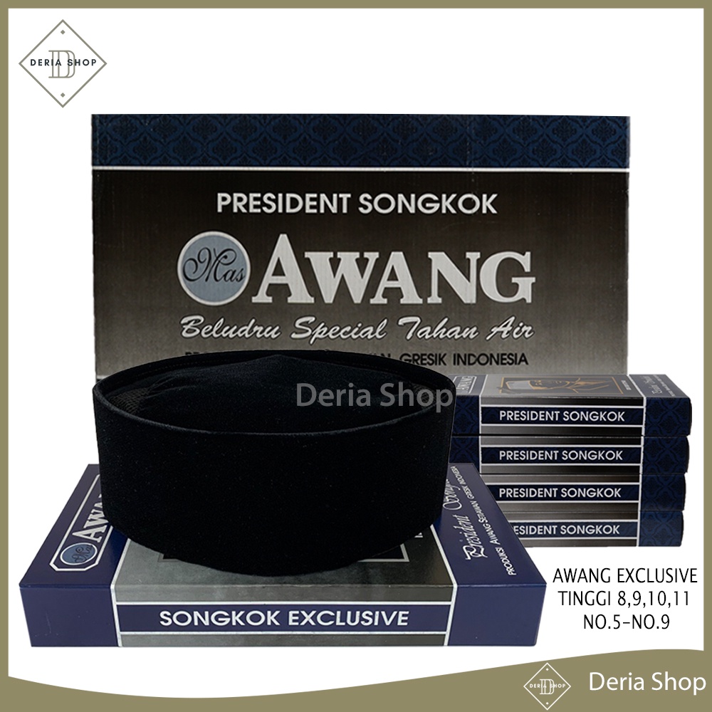 Jual Songkok Hitam AWANG AC & Full AC Tinggi 7 8 9 10 11 Cm Peci Sholat ...