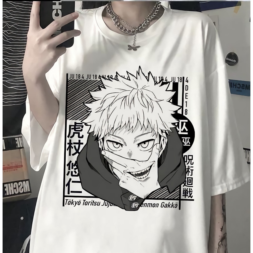 Jual Tshirt Streetwear Itadori Yuji White Anime Manga Jujutsu Kaisen ...