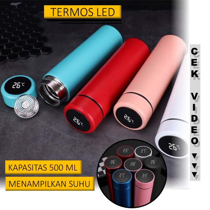 Jual Tumbler Air Panas Dingin Termos LED Suhu Botol Minum Kopi Digital ...