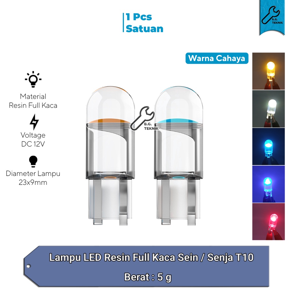 Jual Lampu LED Resin Full Kaca Sein / Senja T10 Universal | Shopee ...