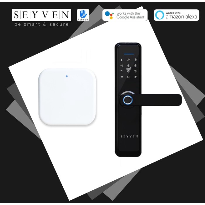 Jual SEYVEN Bundle Smart Door Lock Waterproof With Gateway APP TT Lock ...