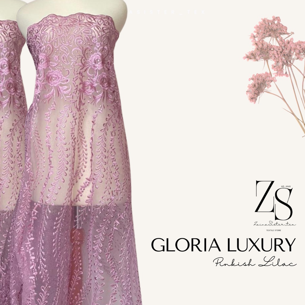 Jual Bahan Kain Brokat Brukat Tile Tille Bordir Premium Gloria Luxury ...