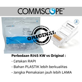 Jual Konektor RJ45 AMP CAT5e ORIGINAL commscope isi 50pc Connector lan ...