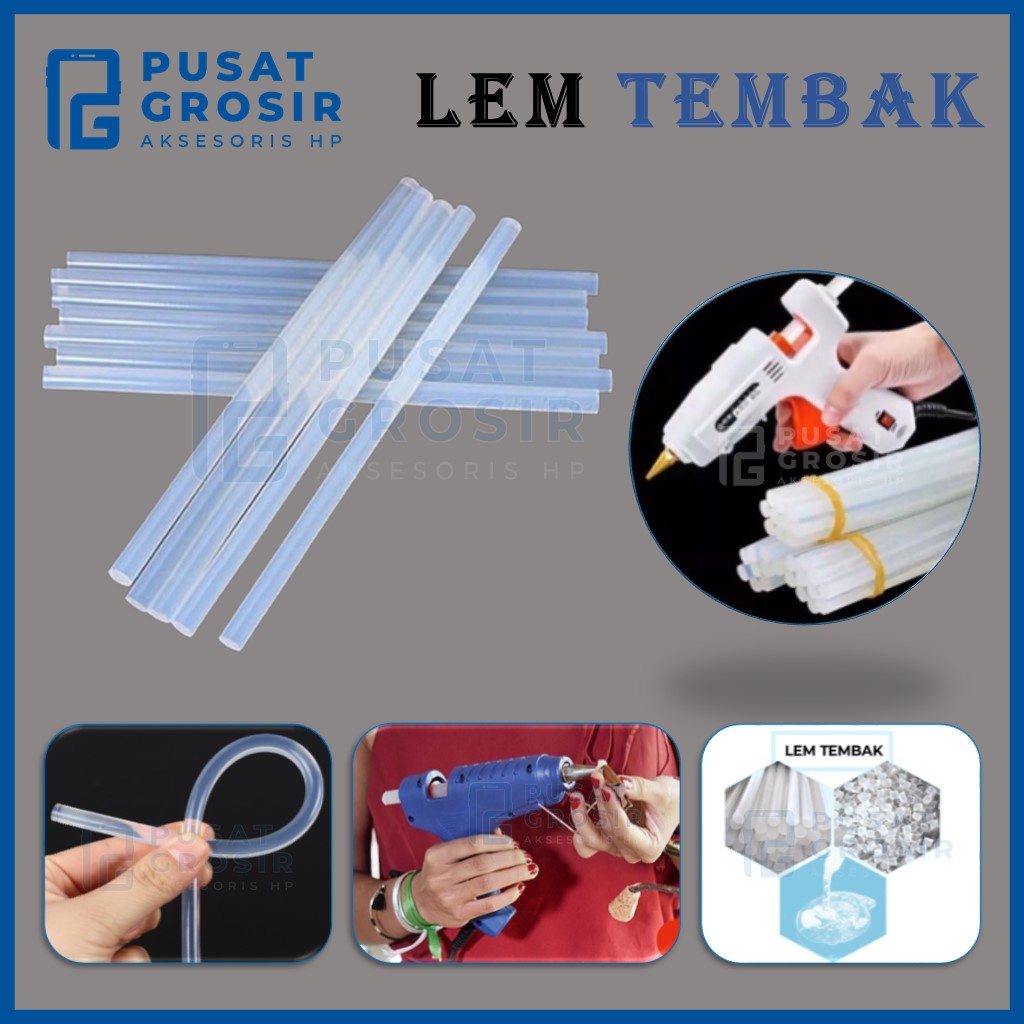 Jual Refill Lem Tembak putih transparan Glue gun isi ulang lem lilin ...