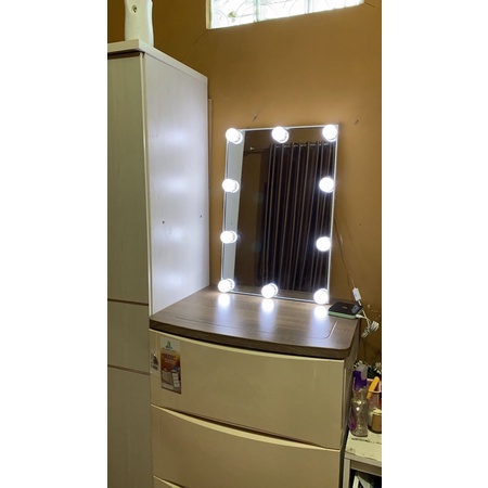 Jual Vanity mirror by Vikypiky ukuran 35x40cm lampu 10 | Shopee Indonesia