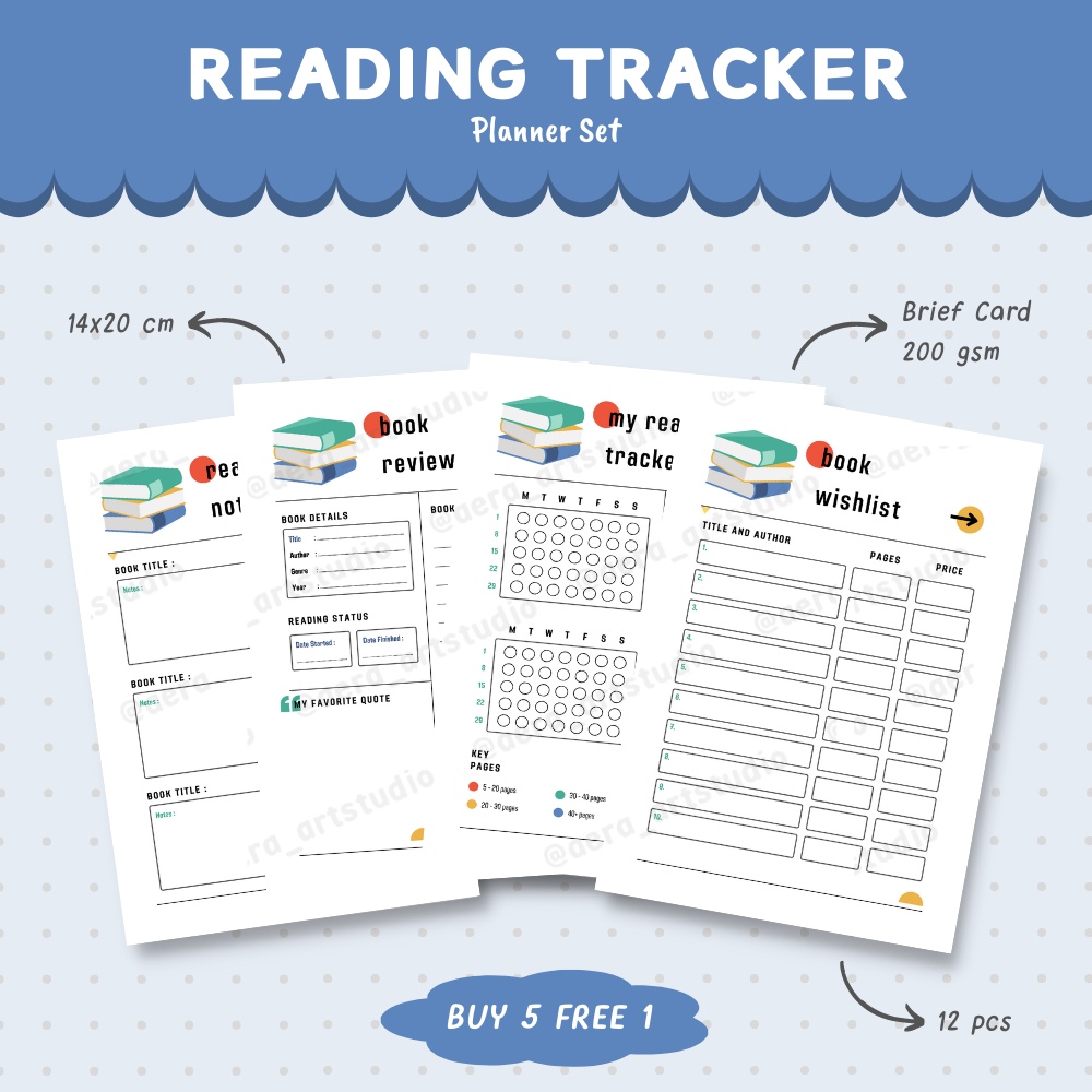 Jual (12 pcs) Reading Tracker : Planner Set - by Aera Art Studio ...
