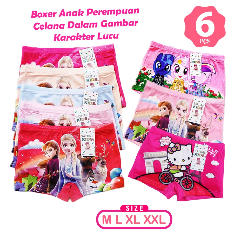 Jual SATTIRE Kids 6 Set Boxer Anak Anak Perempuan & Laki Size M L XL ...