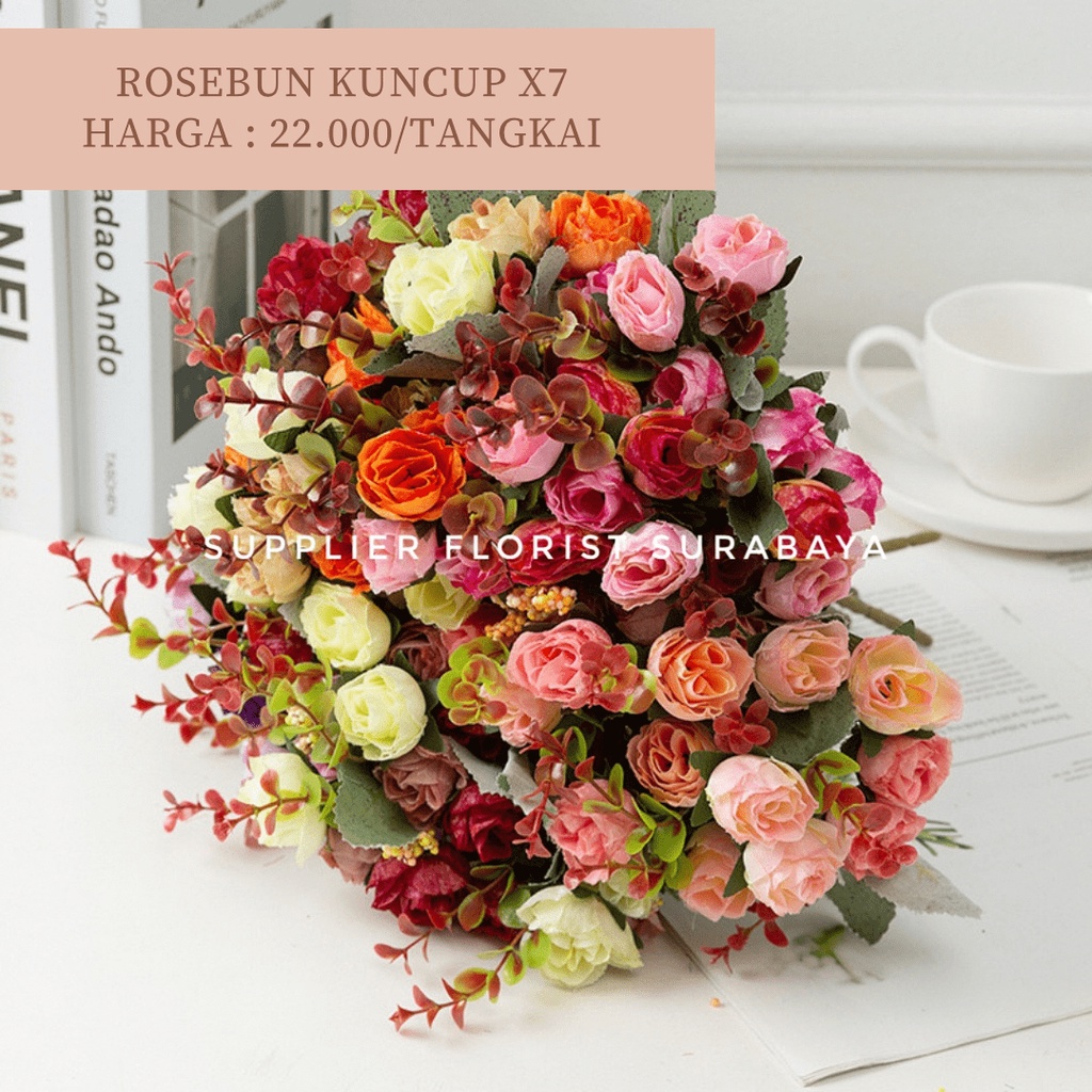 Jual [21 KEPALA] ROSE BUN KECIL KUNCUP CABANG 7 @3 KEPALA, TOTAL 21 ...