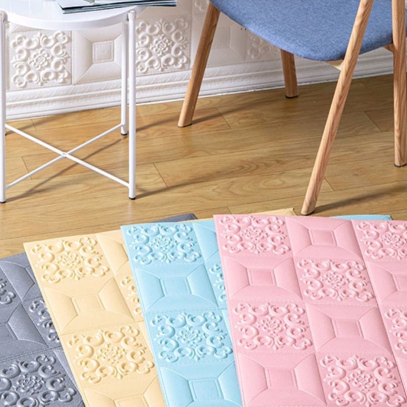 Jual wallpaper foam premium permukaan timbul motif batik kotak mewah ...