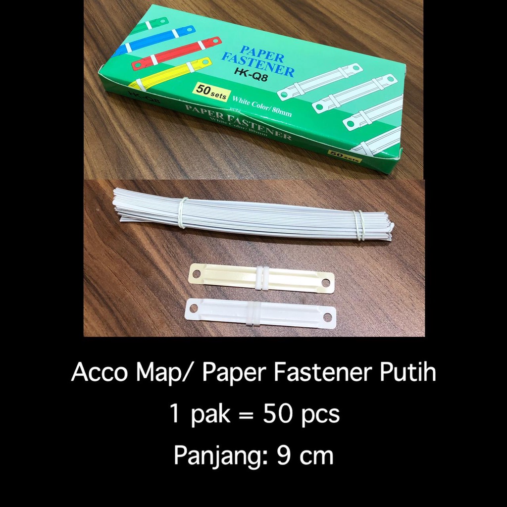Jual 50 pcs Acco Map/Paper Fastener/Pengikat Kertas Plastik Putih ...