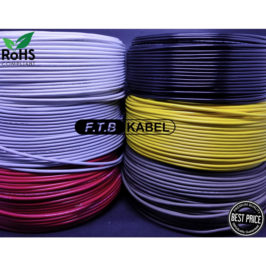 Jual SNI FUTABA KABEL NYAF 2.5 Sqmm 750V 50Meter ( FTB H07VK / AF / BVR 2.5mm 1x2.5mm 2.5Sqmm ...