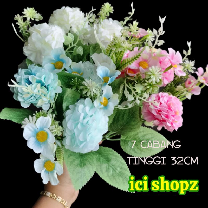 Jual Bunga pom-pom X7 4 Bunga besar & Mawar X5 | Shopee Indonesia