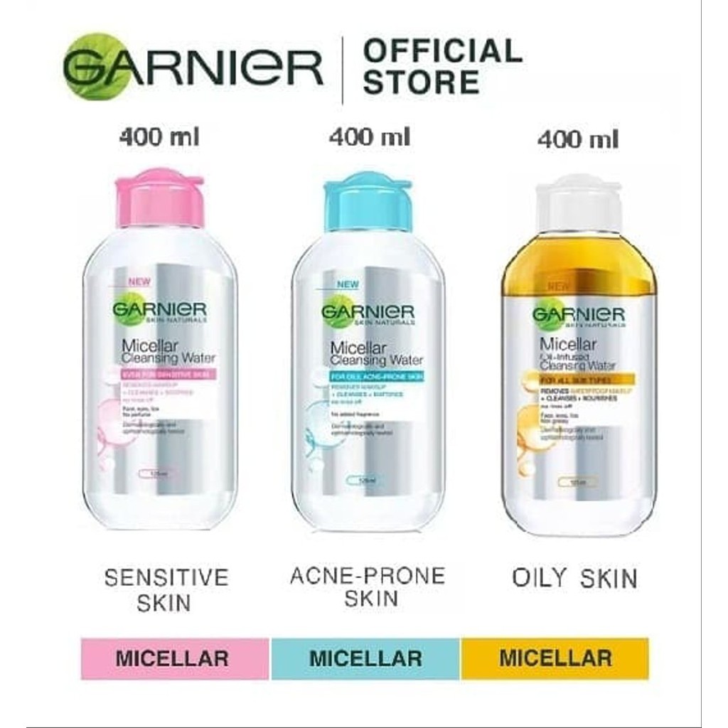 Jual Garnier Micellar Water 400 ML Pink/ Blue/ Yellow Biphase | Shopee ...