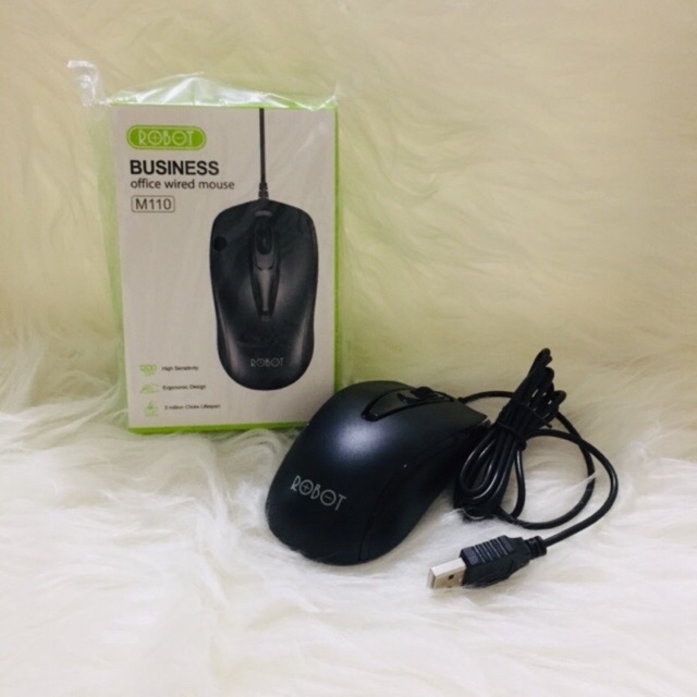 Jual Black Mouse Kabel USB Robot M110 Mouse Kabel Wook Original ...