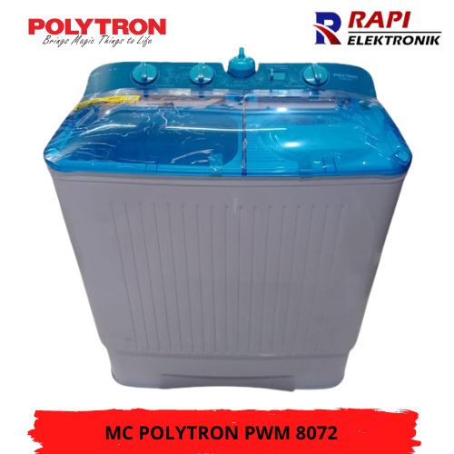 Jual MESIN CUCI POLYTRON PWM 8072 PINTU TRANSPARAN BIRU / COKELAT ...