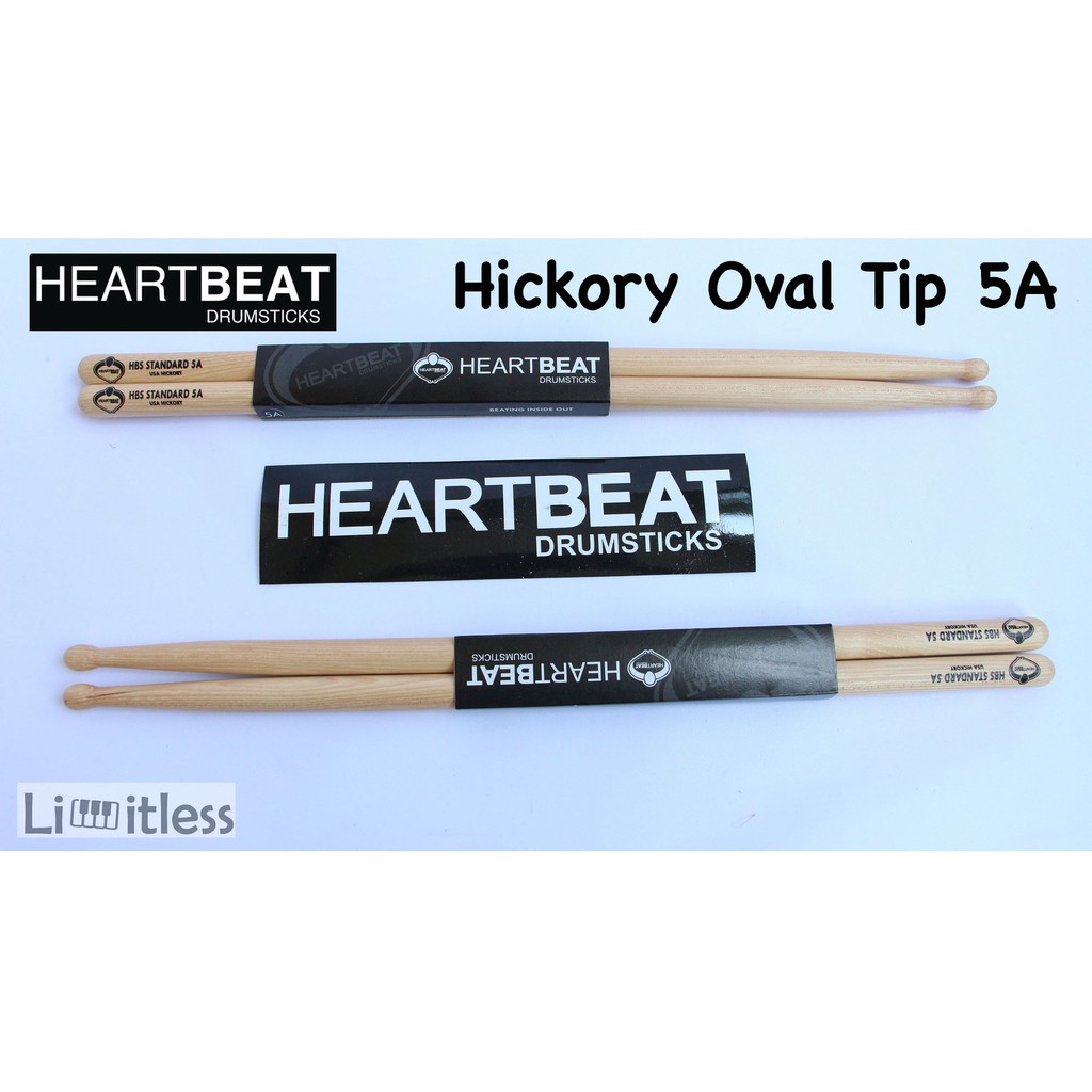 Jual Stick Drum 5A 5B 7A Stik Drum Heartbeat Oval Tip Original | Shopee ...