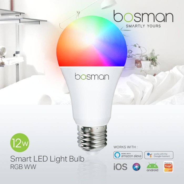 Jual (COD AKTIF) Bosman Smart LED Light Bulb 12W RGBWW - Bohlam Wifi ...