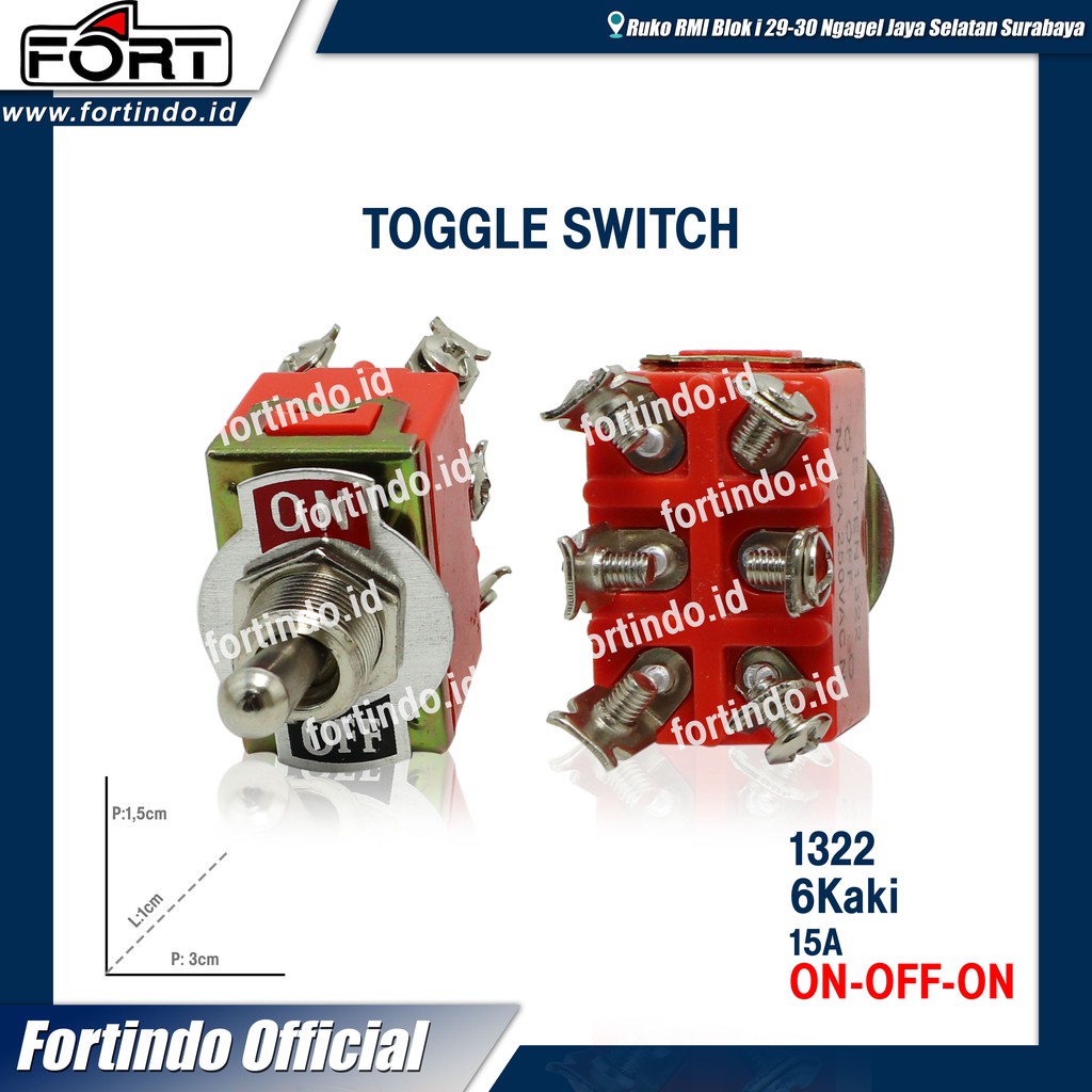 Jual Toggle Switch Saklar 1322 6 kaki 15 A ON OFF ON MERK FORT | Shopee ...