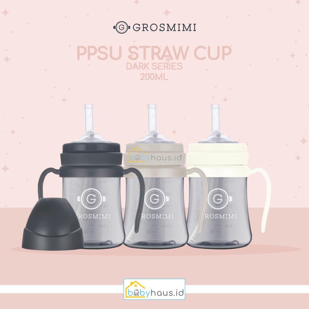 Jual GROSMIMI - PPSU STRAW CUP DARK SERIES 200ML | Shopee Indonesia