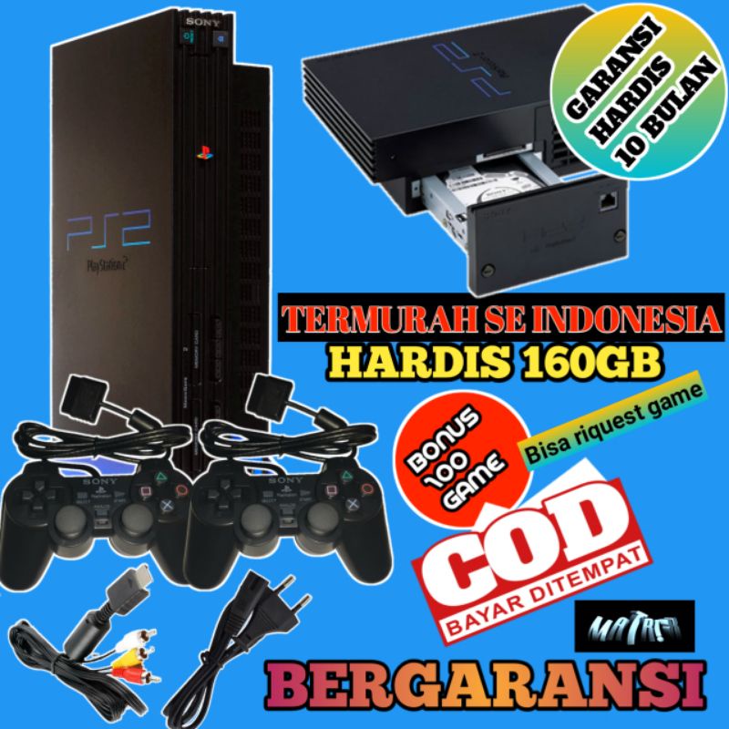 Jual playstation 2|| ps2|| hardis 160gb full game plus 2 stik|| paket ...