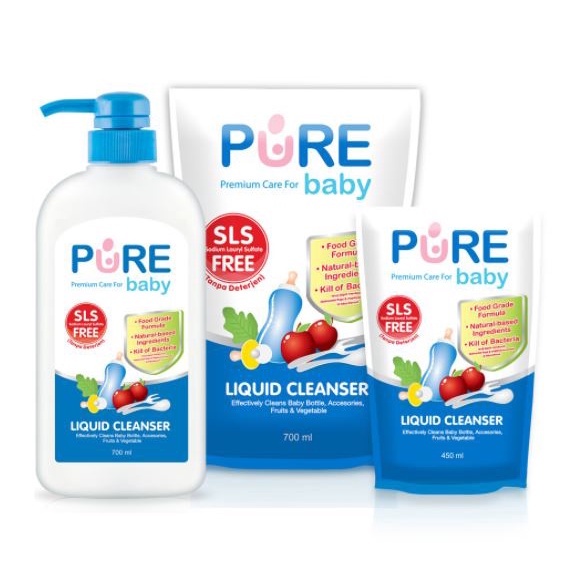 Jual PROMO !! PURE Baby Liquid Cleanser 700ml Pump dan Refill 450 ml ...