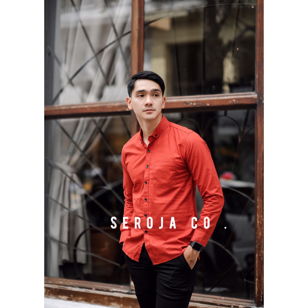Jual KEMEJA POLOS PRIA LENGAN PANJANG PREMIUM WARNA FIRE BRICK | Shopee ...