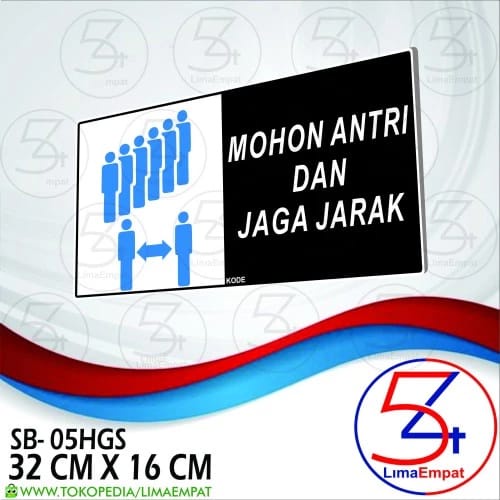 Jual Sign "Mohon Antri Dan Jaga Jarak" Akrilik 32 x 16 cm | Shopee ...